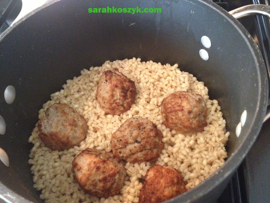 Barley Salad with Turkey Meatballs • Sarah Koszyk