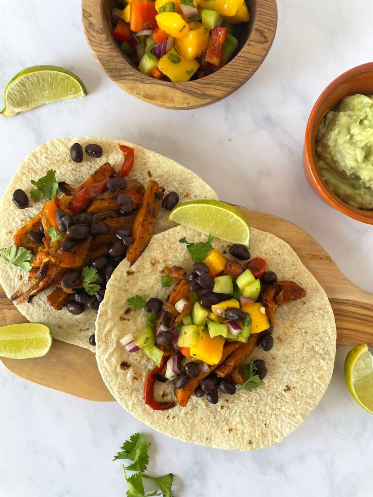Sheet Pan Sweet Potato and Black Bean Fajitas • Sarah Koszyk